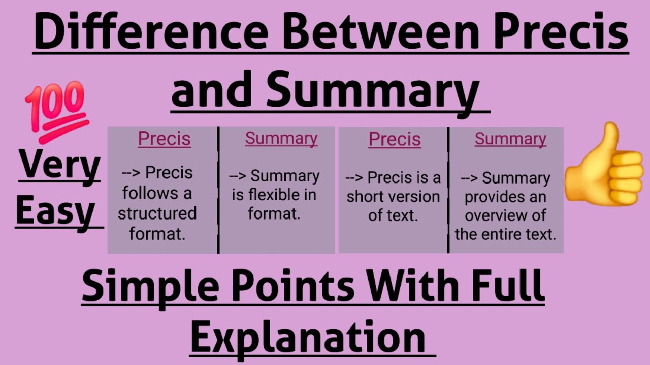 Difference between Precis and Summary || Precis and Summary || Ronak Chauhan Academy || - YouTube