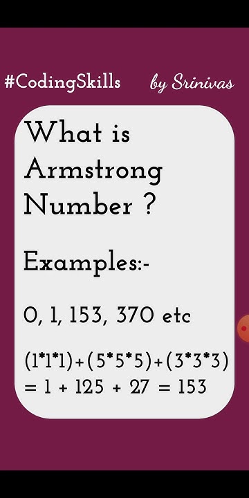 What Is Armstrong Number Coding Skills Youtube