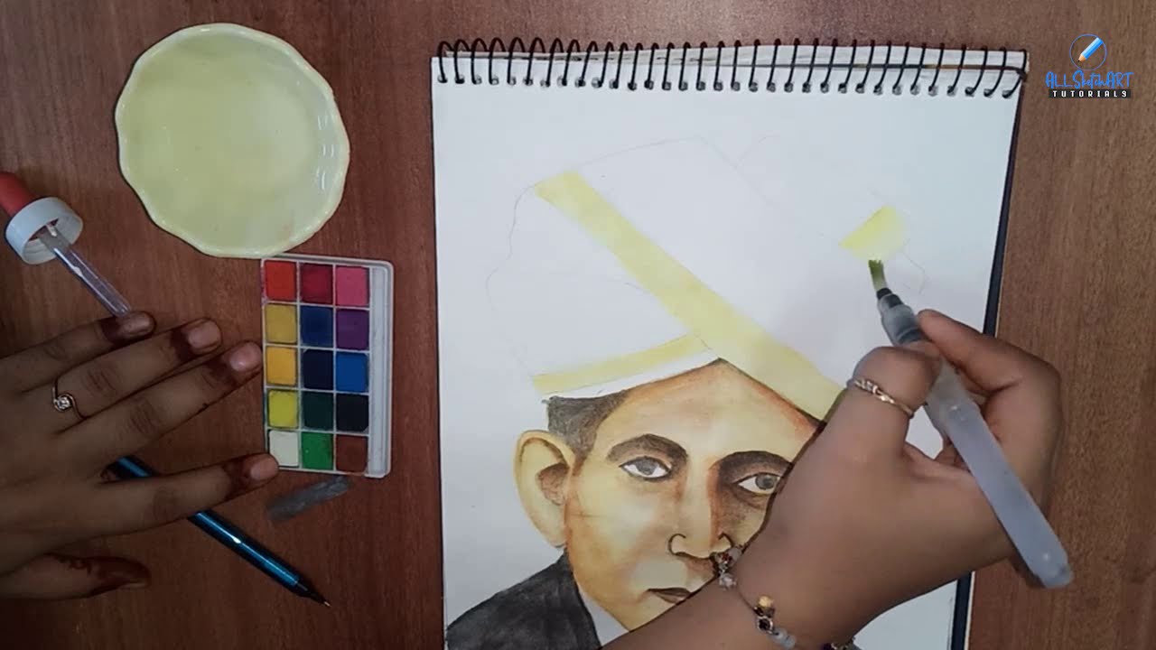 Visvesvaraya Ji Portrait using Water color and Brush Pen | Visvesvaraya ...