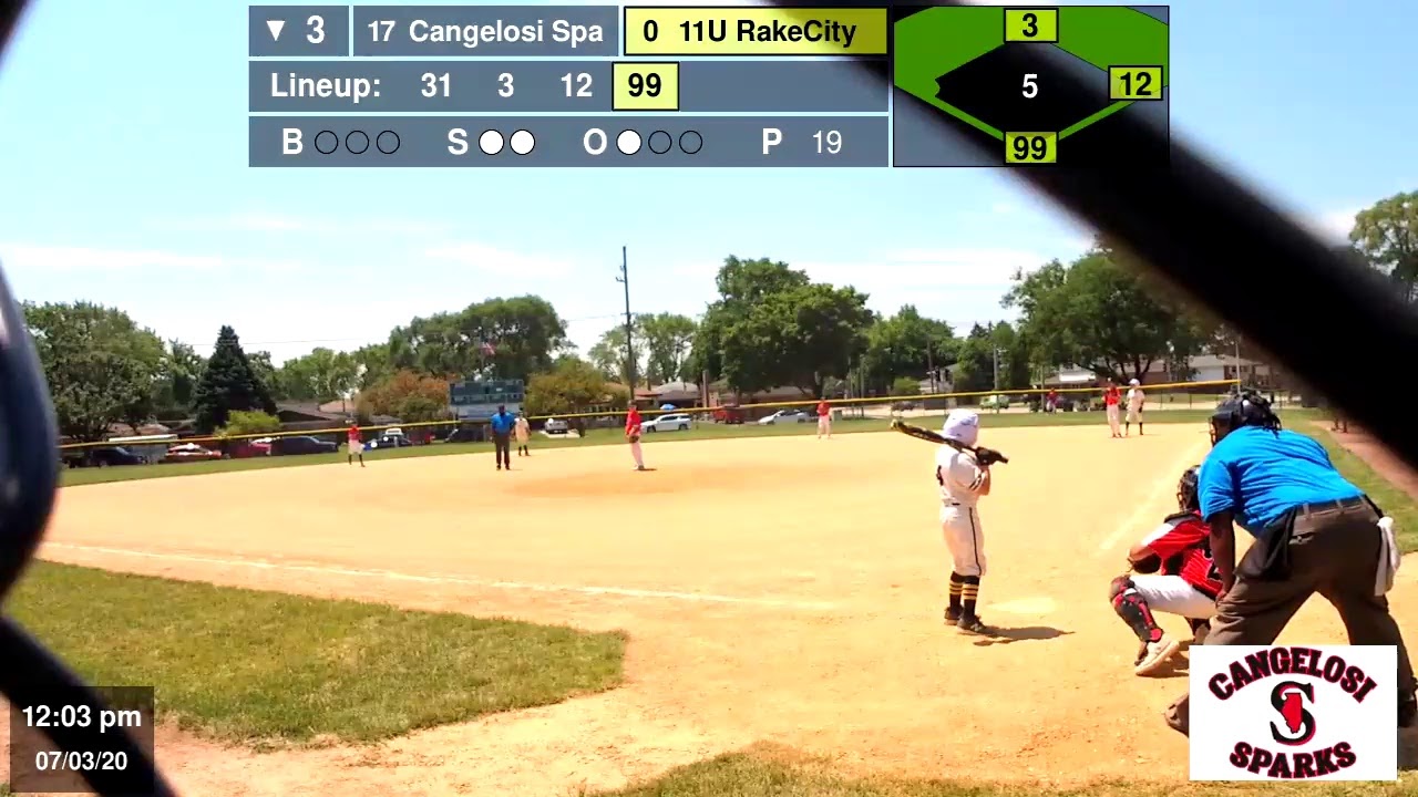 Cangelosi Sparks Oleary 11u vs 11U RakeCity - Gold (2020.07.03) - YouTube