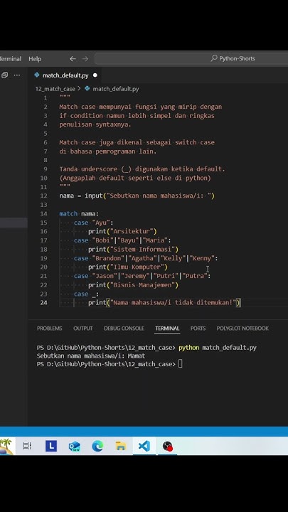 Default Pada Match Case Di Python #dreaviam #coding #programming #python - YouTube