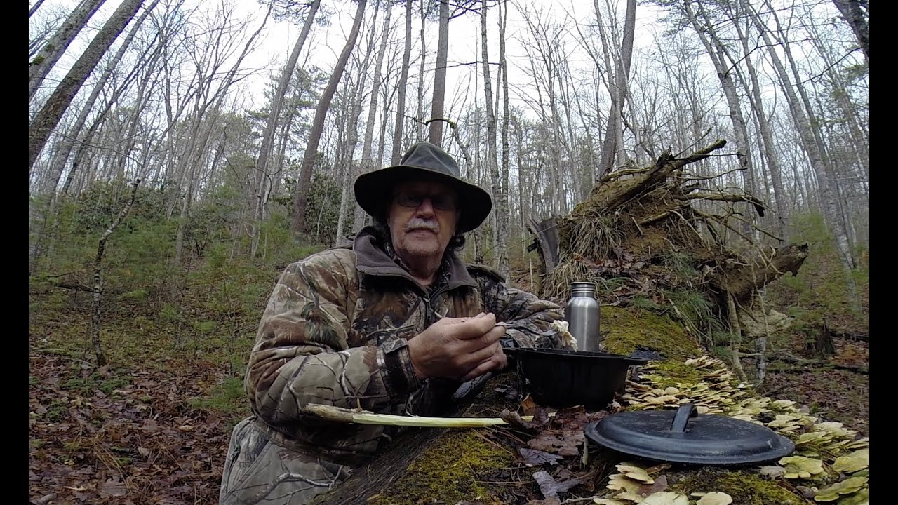 Mountain man cooking chicken in the woods - YouTube