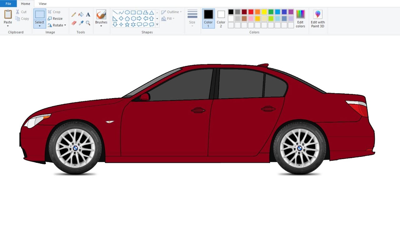 How to draw BMW Car on Computer Using Ms Paint | BMW Car Drawing ...