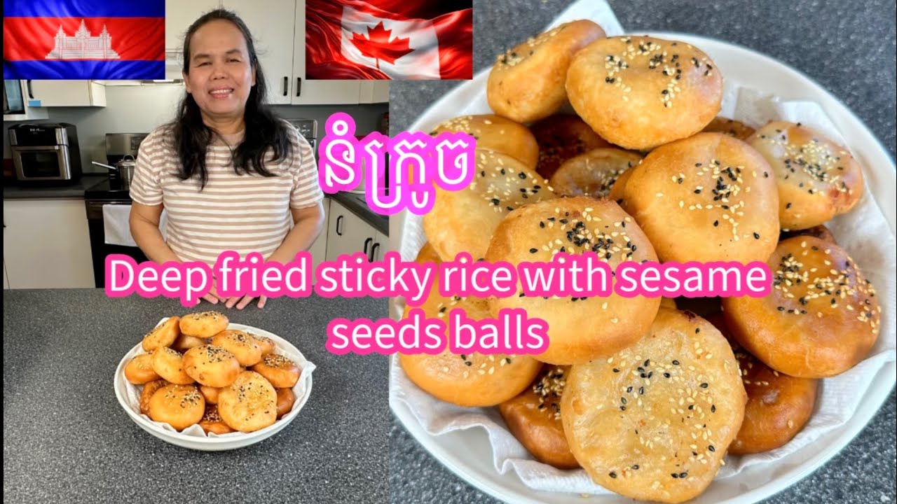 How to make deep fry sticky rice with sesame seeds balls ...