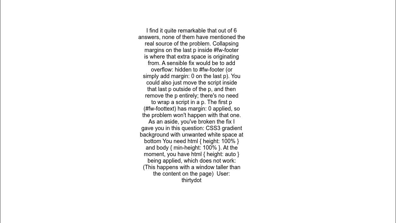 CSS white space at bottom of page despite having both min-height and height tag - YouTube