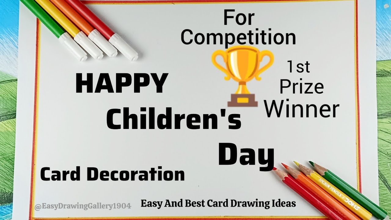Children's day drawing for competition| Children day chart drawing ...