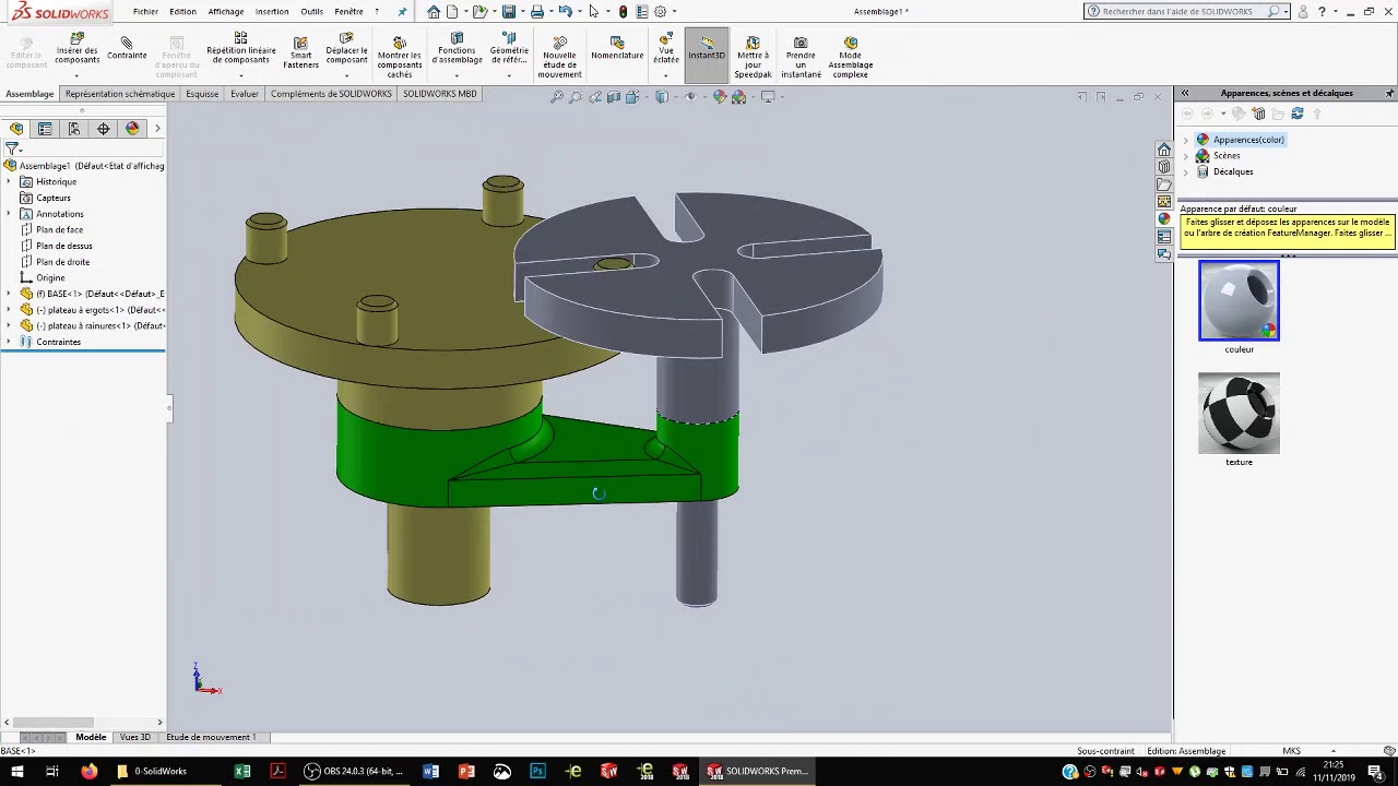 SolidWorks 2018 - exercice 1 croix de malte - 2 - assemblage - YouTube