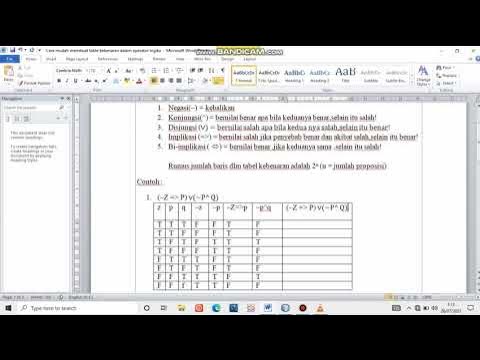 cara mudah membuat tabel kebenaran dalam operator logika - YouTube