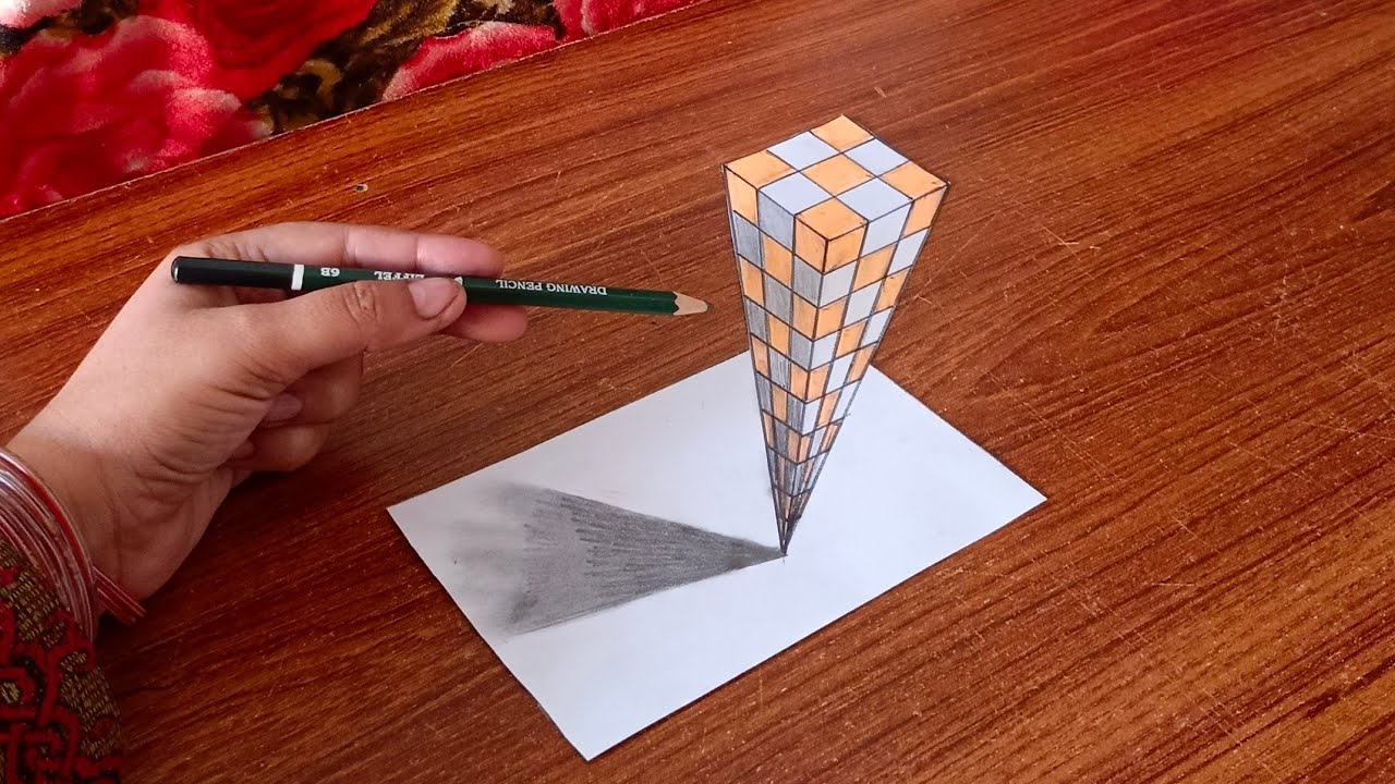 3d drawing easy on paper for beginners - How to draw 3d - optical ...
