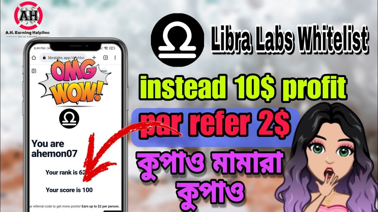 Libra Labs Whitelist || Par একাউন্টে ১০$ Par রেফারে ২$ পুরাই কোপ || How ...