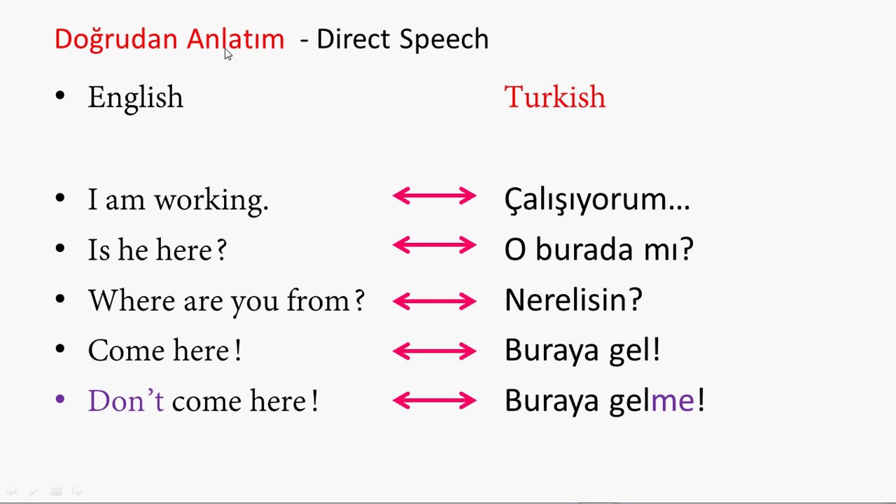 Direct and Indirect Speech in Turkish - Türkçe Doğrudan / Dolaylı ...