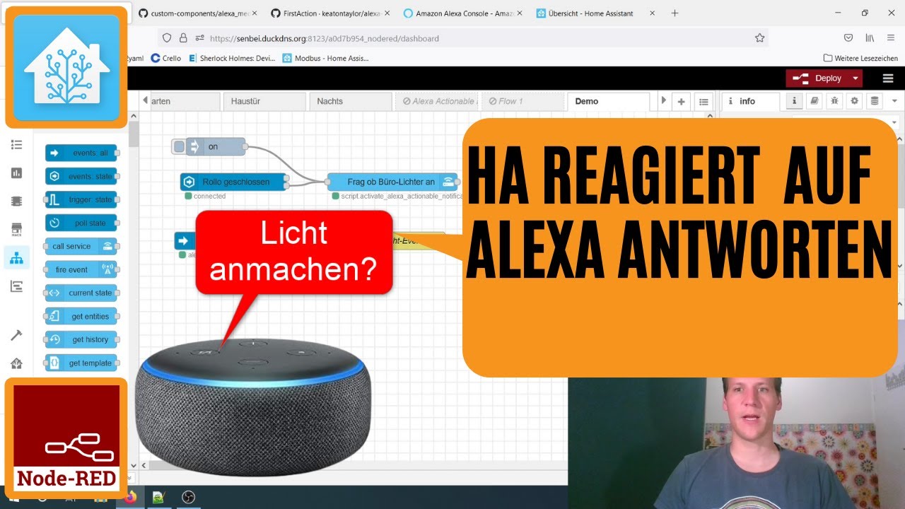 Alexa interagiert mit Home Assistant - YouTube