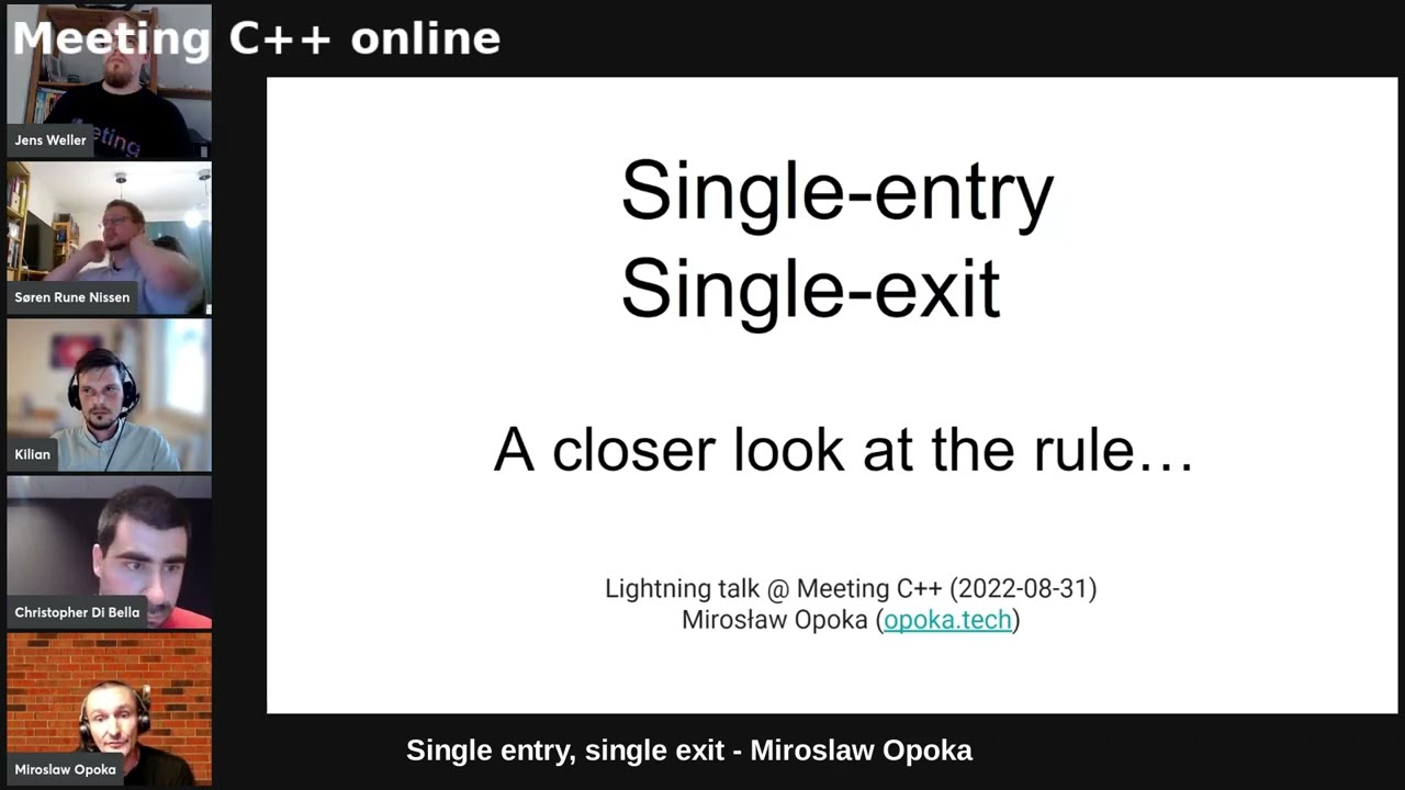Single entry, single exit - Miroslaw Opoka - Meeting C++ online ...