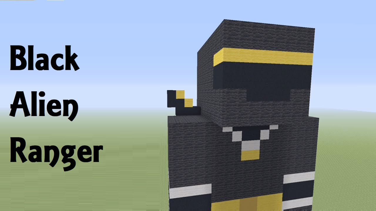 Minecraft | How to Build a Black Alien Ranger Statue - YouTube