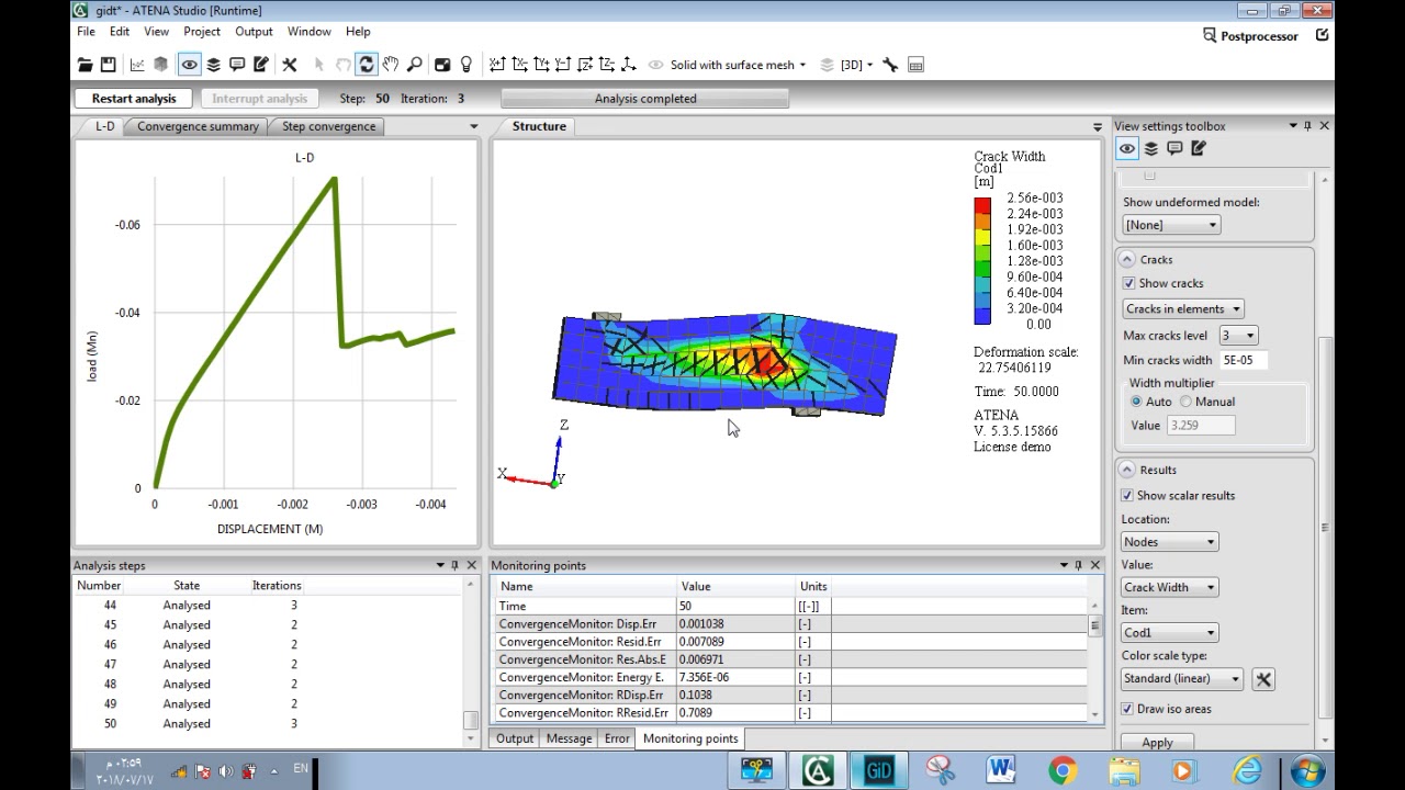 ATENA Science GiD Tutorial - Shear Beam - Post-processing - YouTube