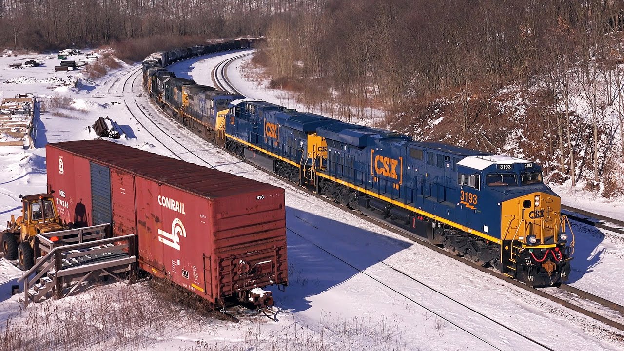 Winter Trains! Full Length Freight Trains in Snow & Cold Scenes - YouTube