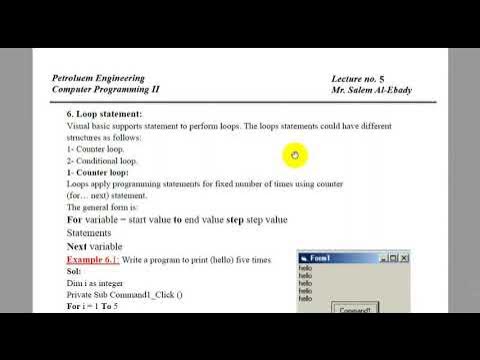 الحاسبات II (Visual BASIC) / المحاضرة الخامسة - YouTube