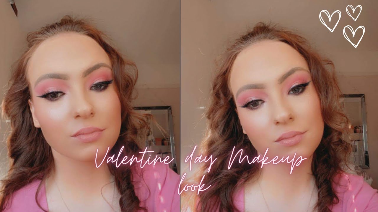 Valentine day make up look💗 - YouTube