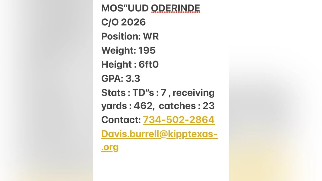 Mos”uud Oderinde C/O 2026 WR KHHS - YouTube