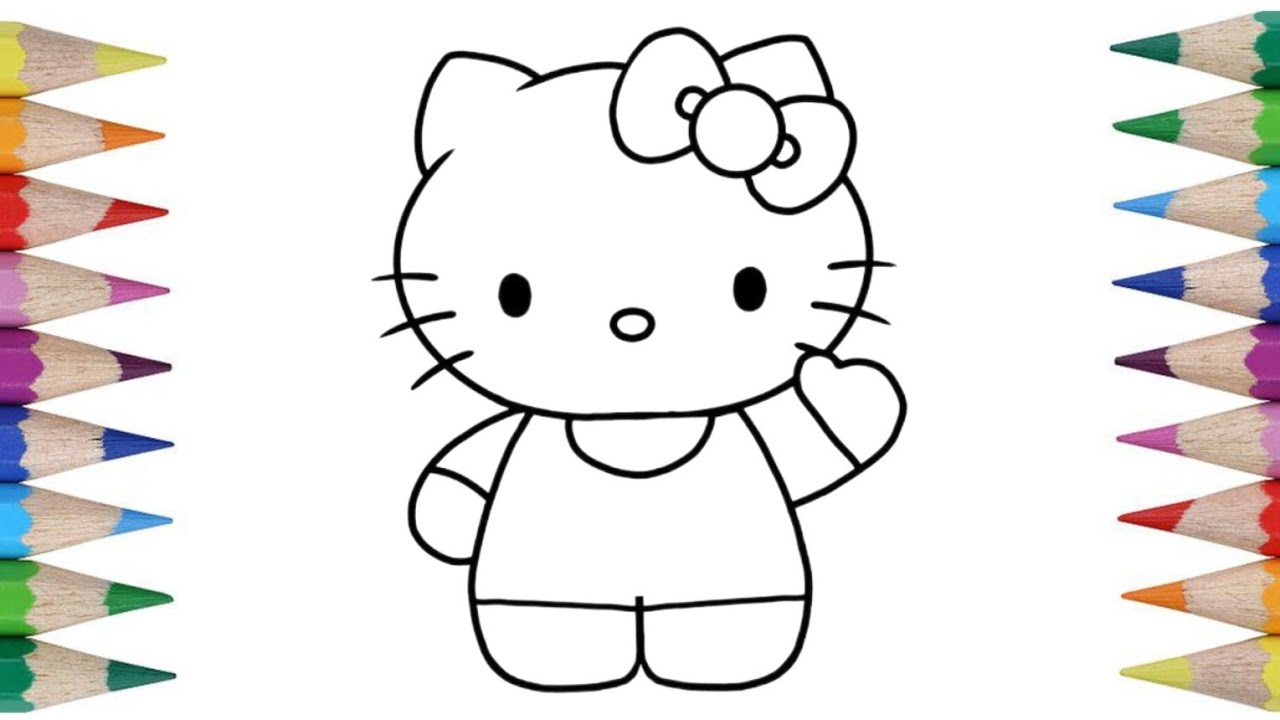Hello kitty Drawing for kids |How to draw cute Hello Kitty Tutorial ...