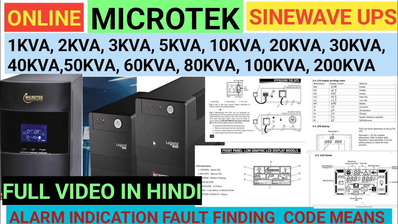 Microtek. Make Online and sinewave ups 1kva to 200kva alarm indication ...