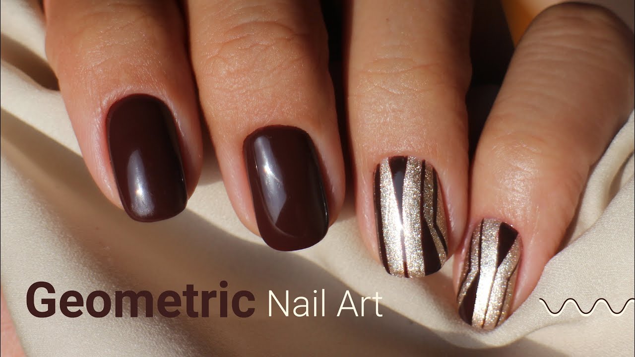 Fall Nail Design idea | Brown & Beige Geometric Nail Art - YouTube