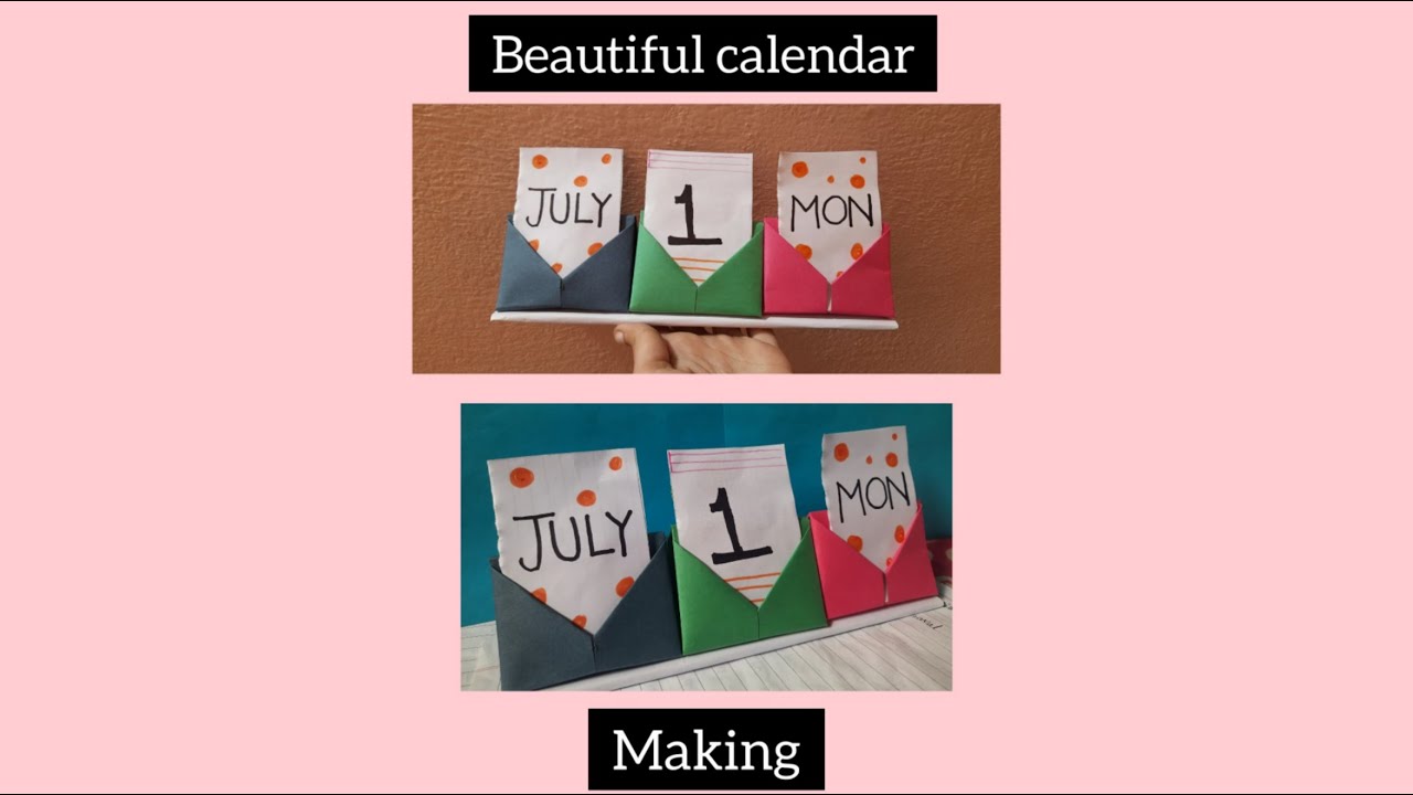 Beautiful calendar making , paper craft , diy calender - YouTube