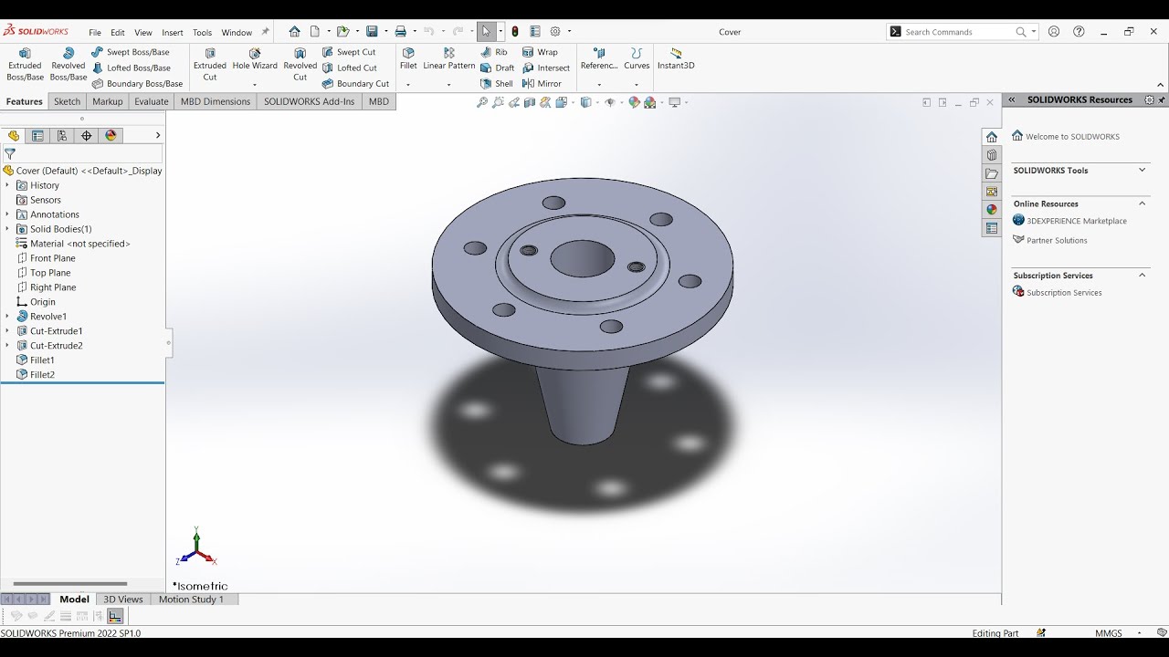 Cover and Spindle of Feed Check Valve in SolidWorks - YouTube