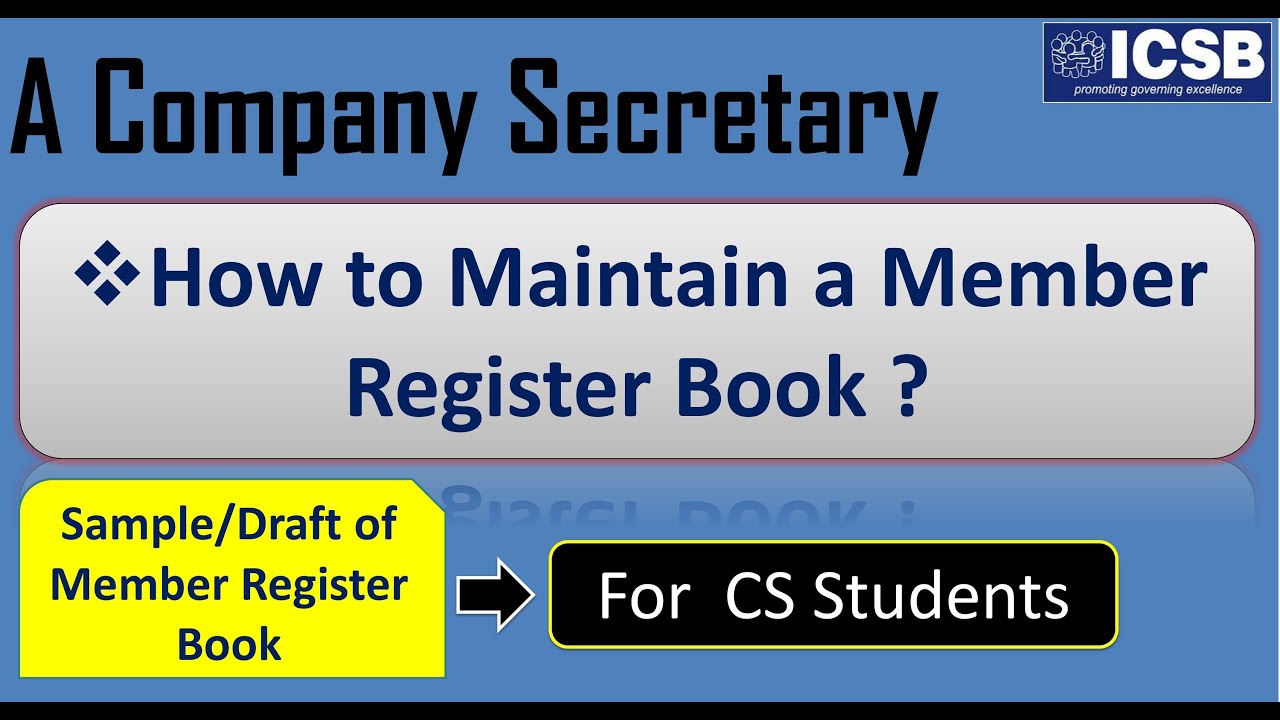 What is Member Register Book || Sample || ICSB - YouTube
