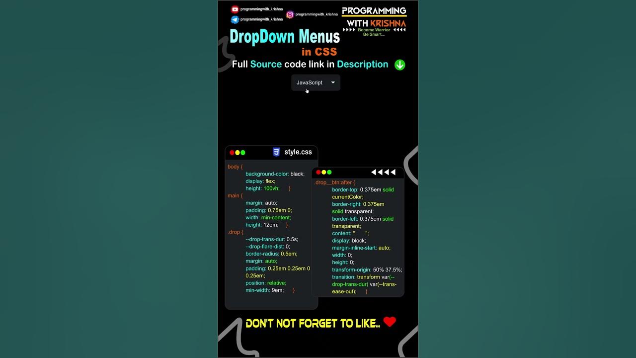 Animated Drops Down Menus Programmingwithkrishna Html Css Js Cssanimation Javatutorial