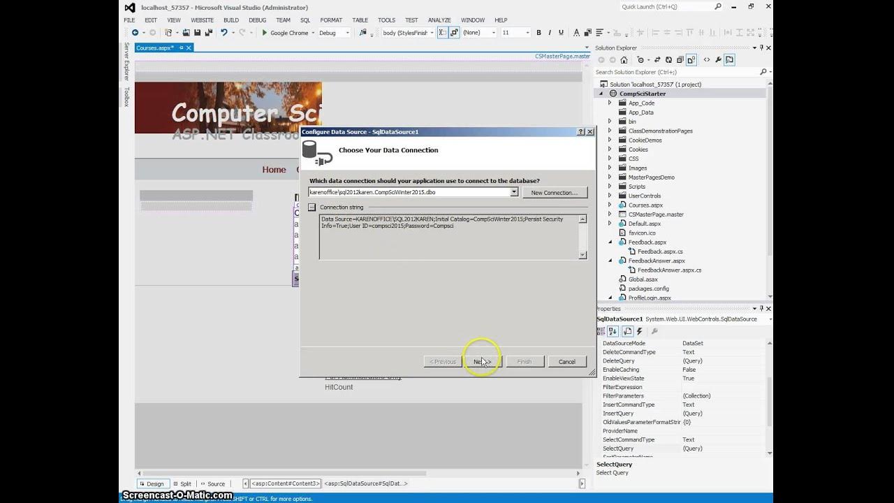 Creating the Courses Page Using SQLDataSource Control - YouTube