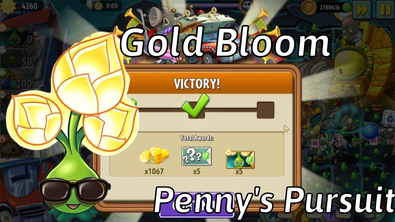 Plants vs Zombies 2 Penny Pursuit Gold Bloom Week 189, Day 1-5 Boss Fight Gameplay - YouTube
