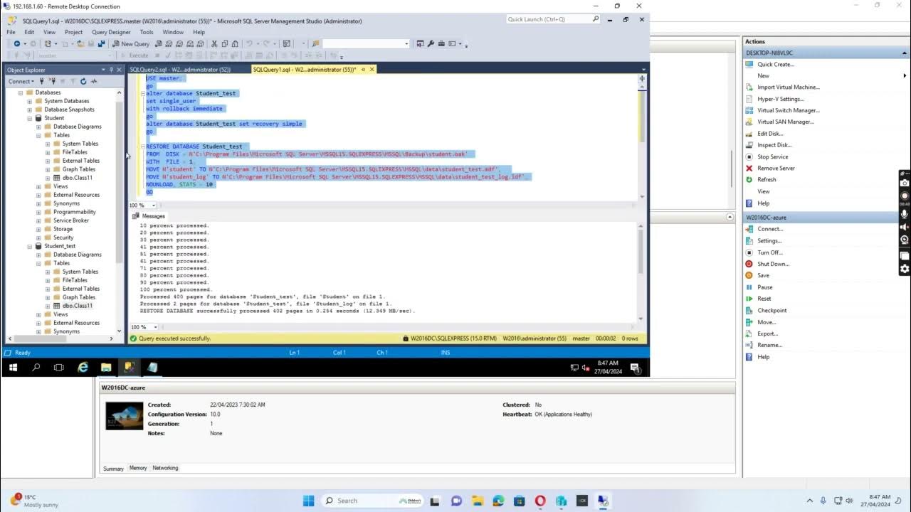 Microsoft SQL Server how to restore production database to a test ...
