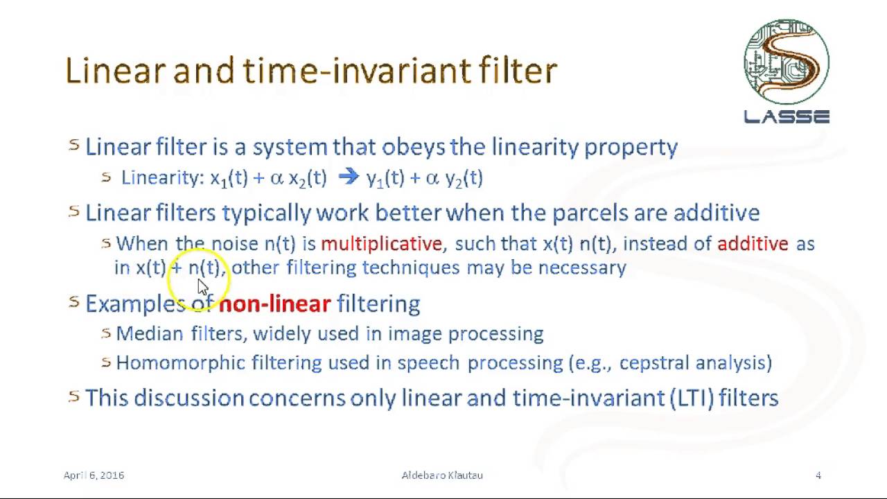 Introdução à Filtragem: 4 Linear and time-invariant filter - YouTube