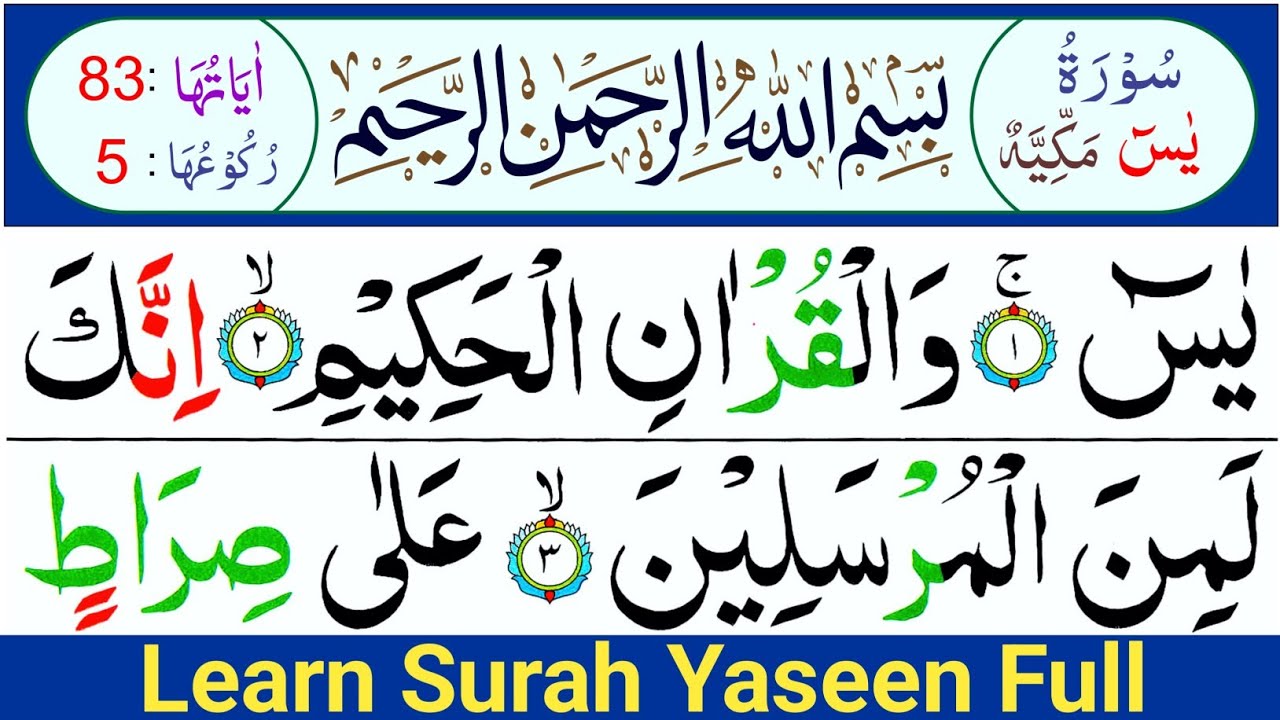 Learn Surah Yasin Full word by word | Surah Yaseen Repeated | How To ...