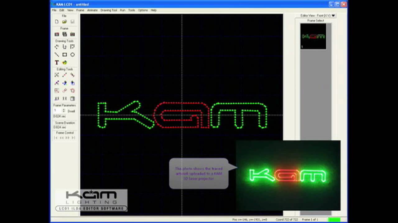 Kam LC01 ILDA editor software tutorial 5 - Tracing - YouTube