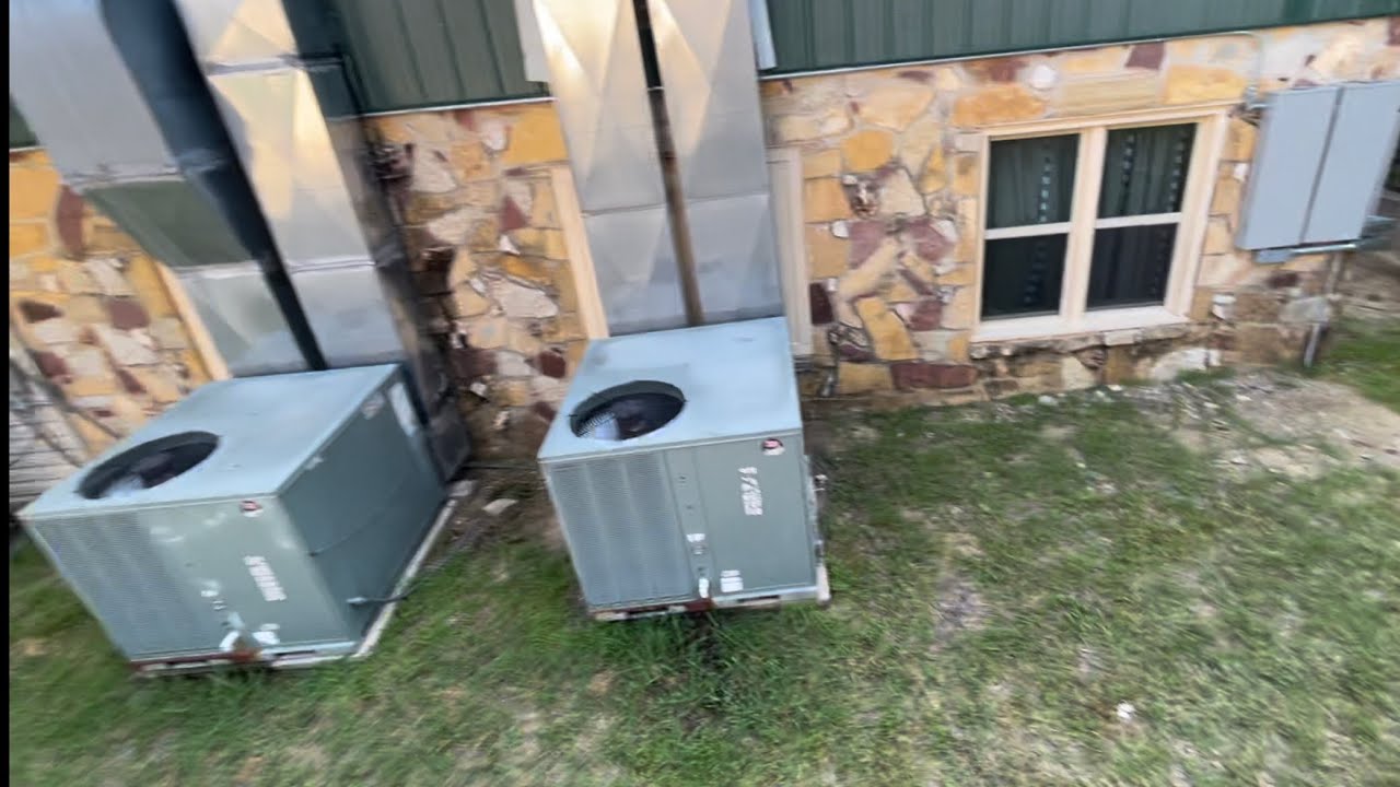 Another 2010 4 ton Ruud achiever package units starting up - YouTube