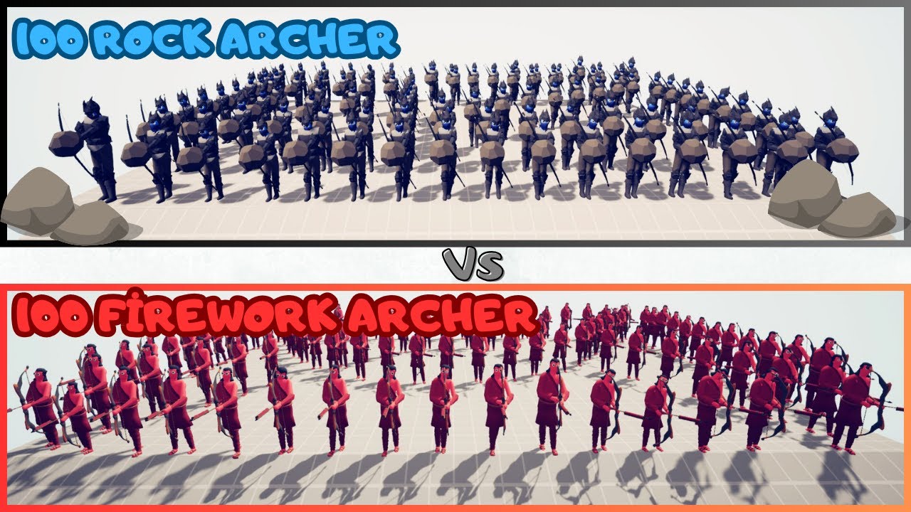 100x FİREWORK ARCHER vs 100x ROCK ARCHER l Totally Accurate Battle ...