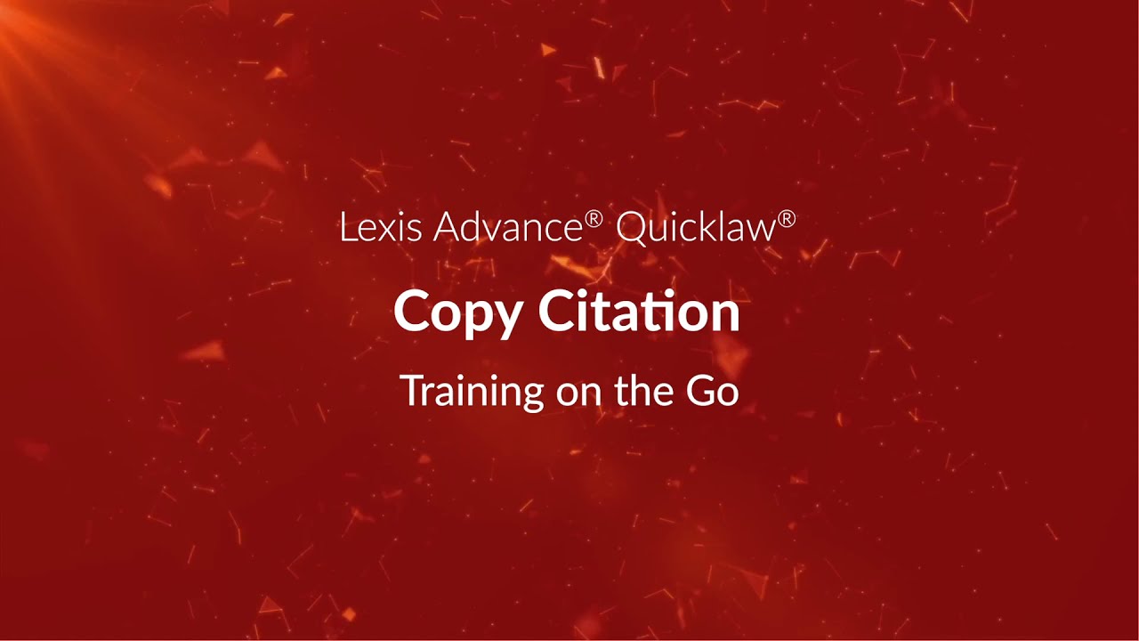 Copy Citation – Lexis Advance Quicklaw - YouTube