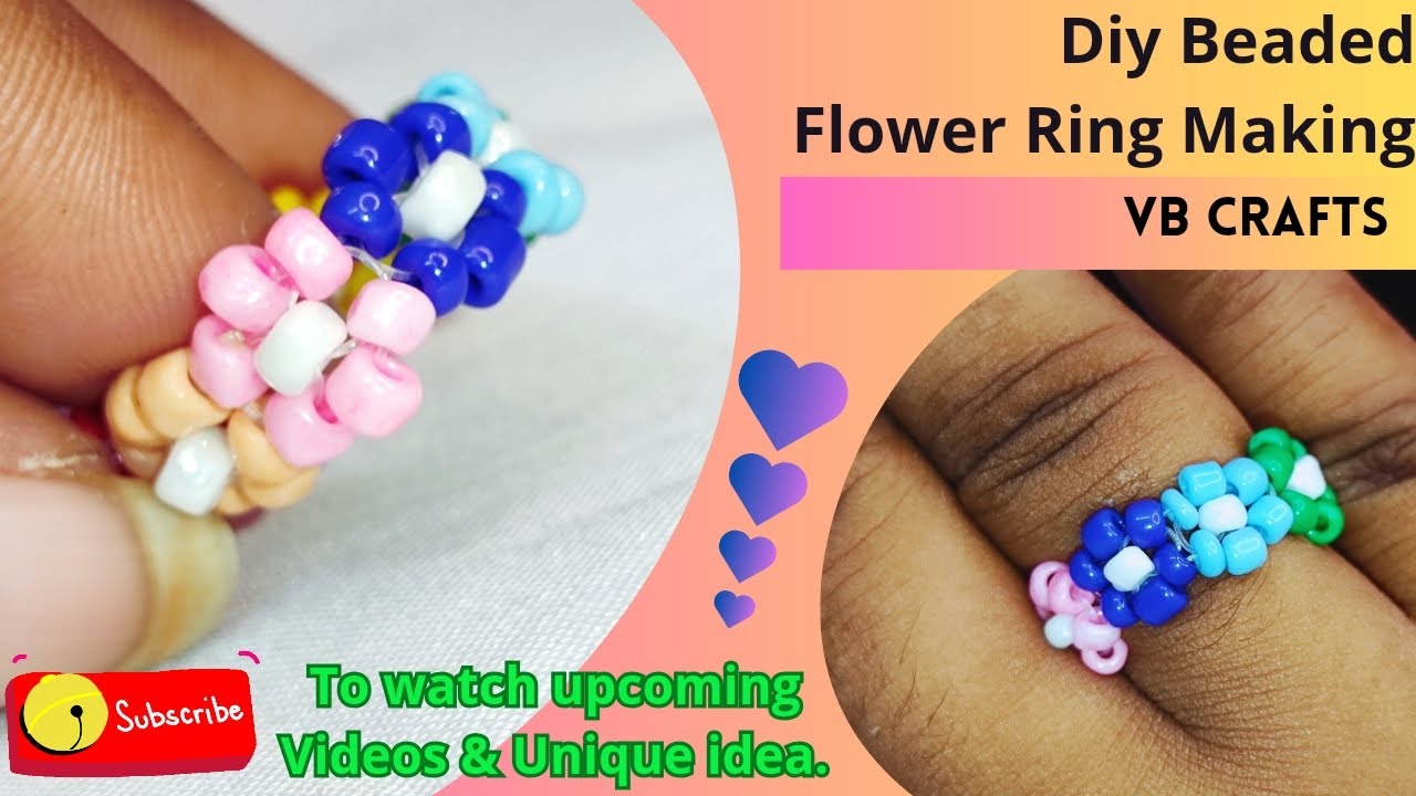 Diy Ring - How to make a beaded flower ring with multi colour seed beads tutorial #Ring # ...