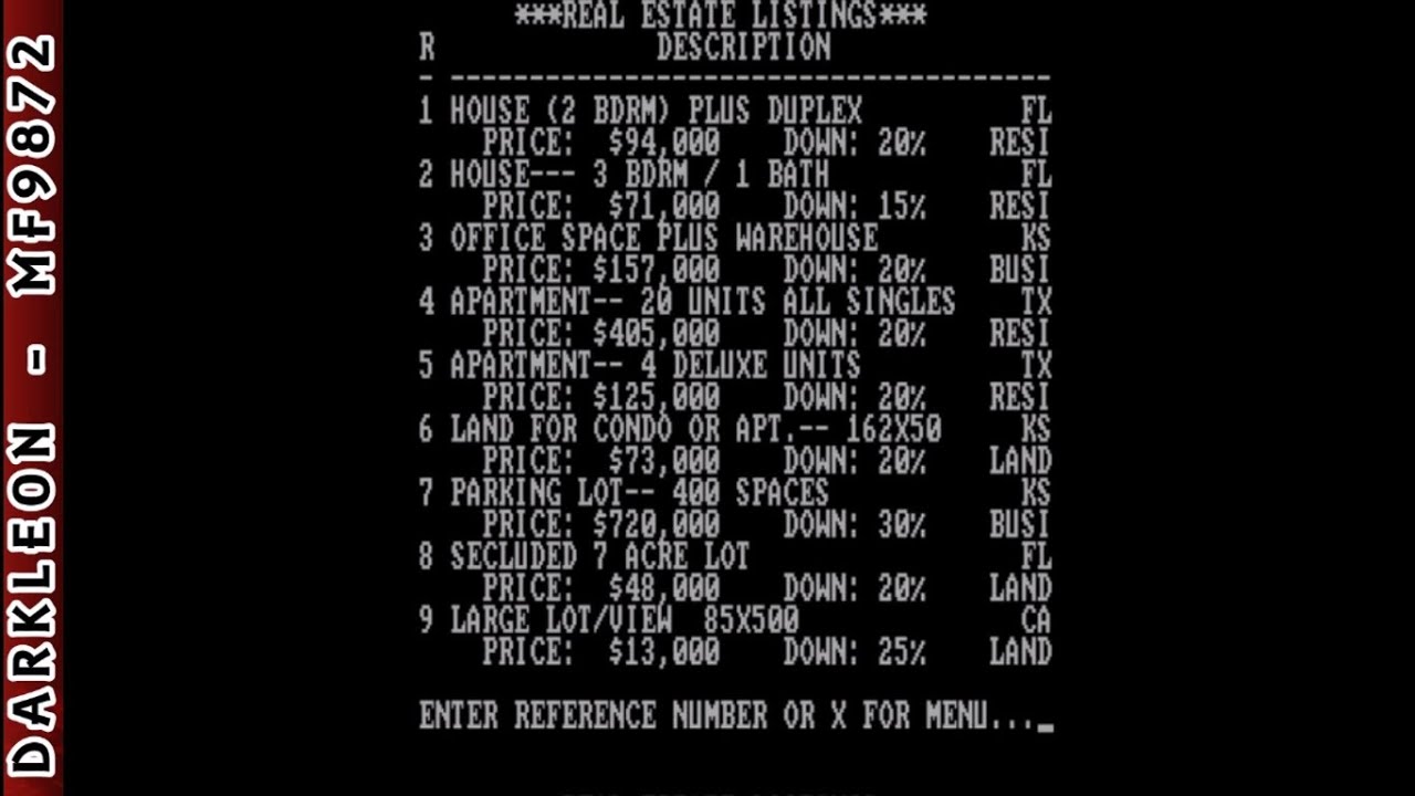 Baron - The Real Estate Simulation © 1983 Blue Chip Software - PC DOS ...