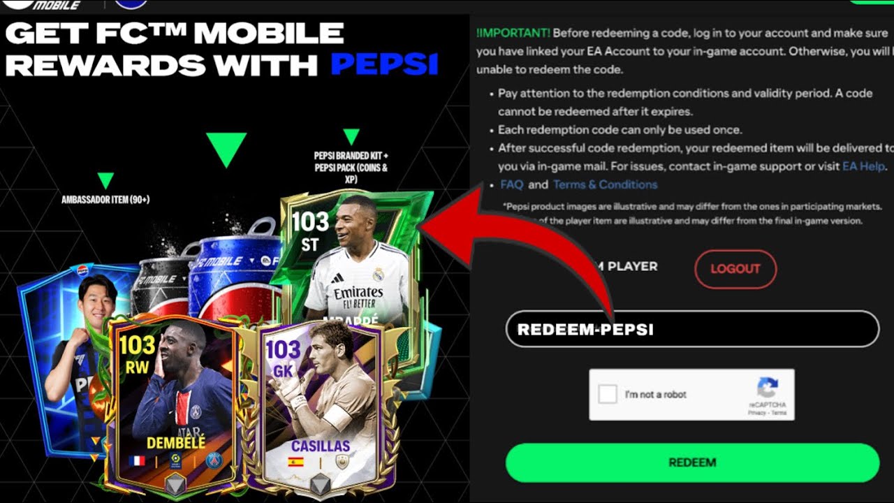 OMG! 6x NEW PEPSI REDEEM CODES IN FC MOBILE IS HERE! HOW TO GET FREE ...