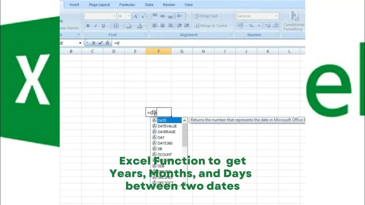 Excel Function To Calculate The Difference Between Two Dates Excel Computer Exceltutorial