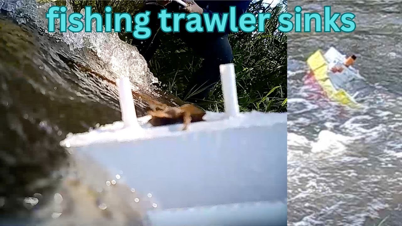 cardboard fishing trawler boat sinks in storm. - YouTube