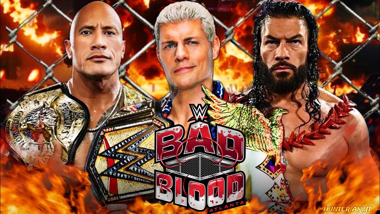 Roman Reigns vs The Rock vs Cody Rhodes WWE Bad Blood Undisputed ...