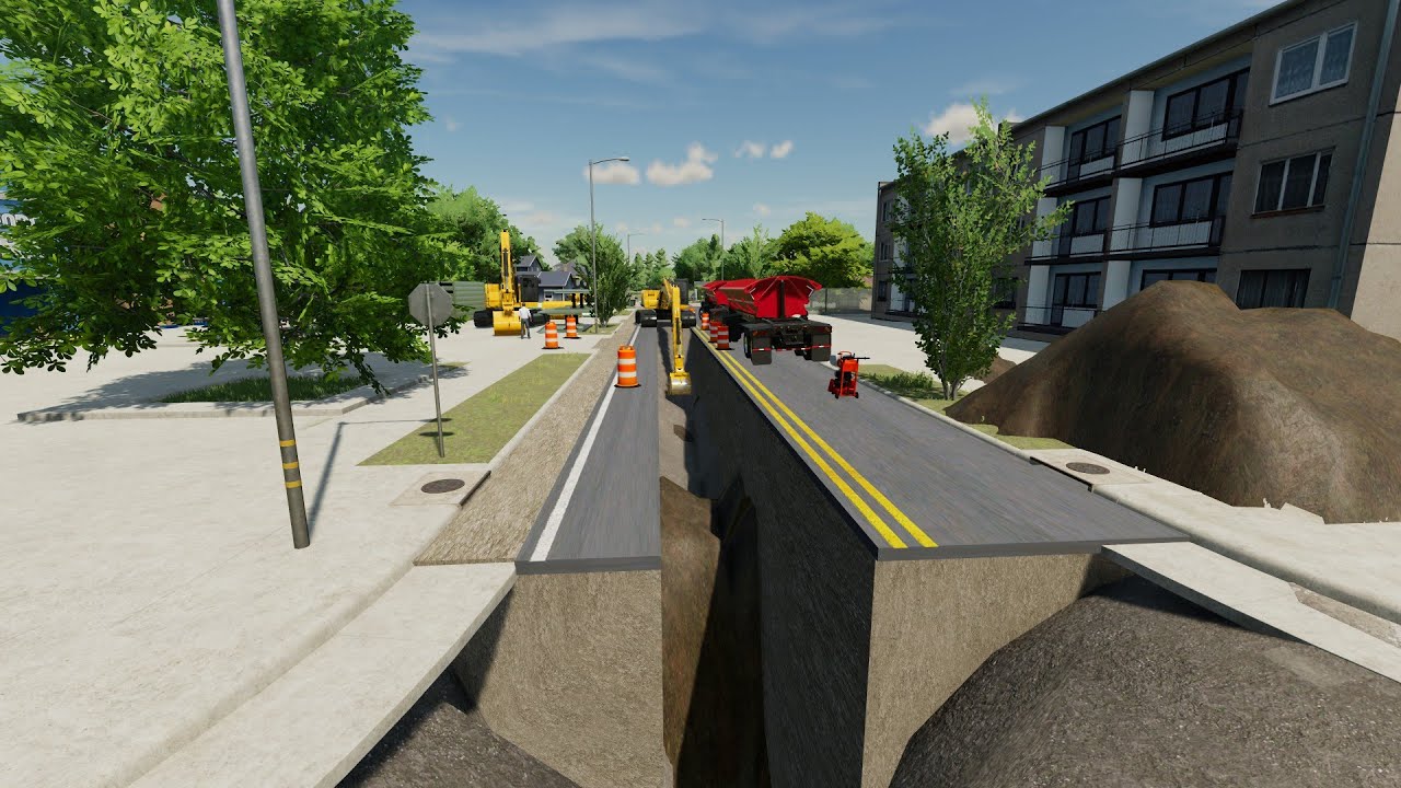 Farming simulator 22 - digging a trench for sewer lines - YouTube