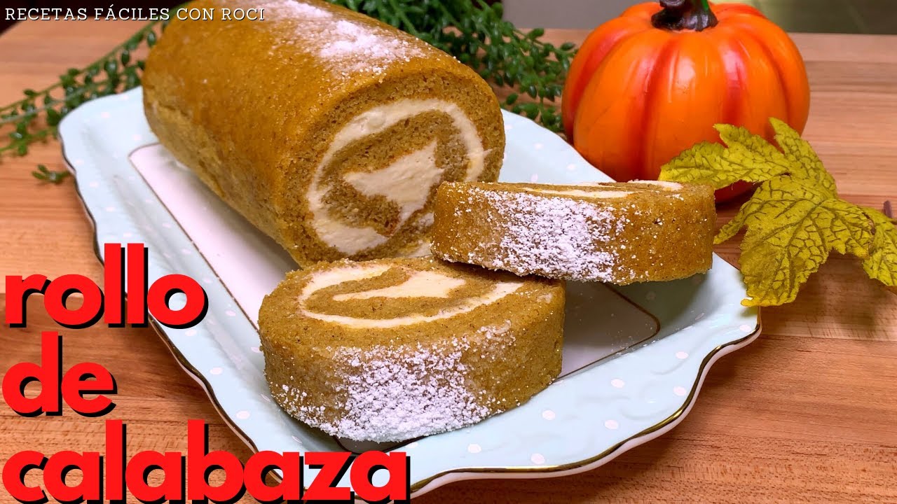 Rollo de calabaza y queso crema | Pumpkin roll - YouTube