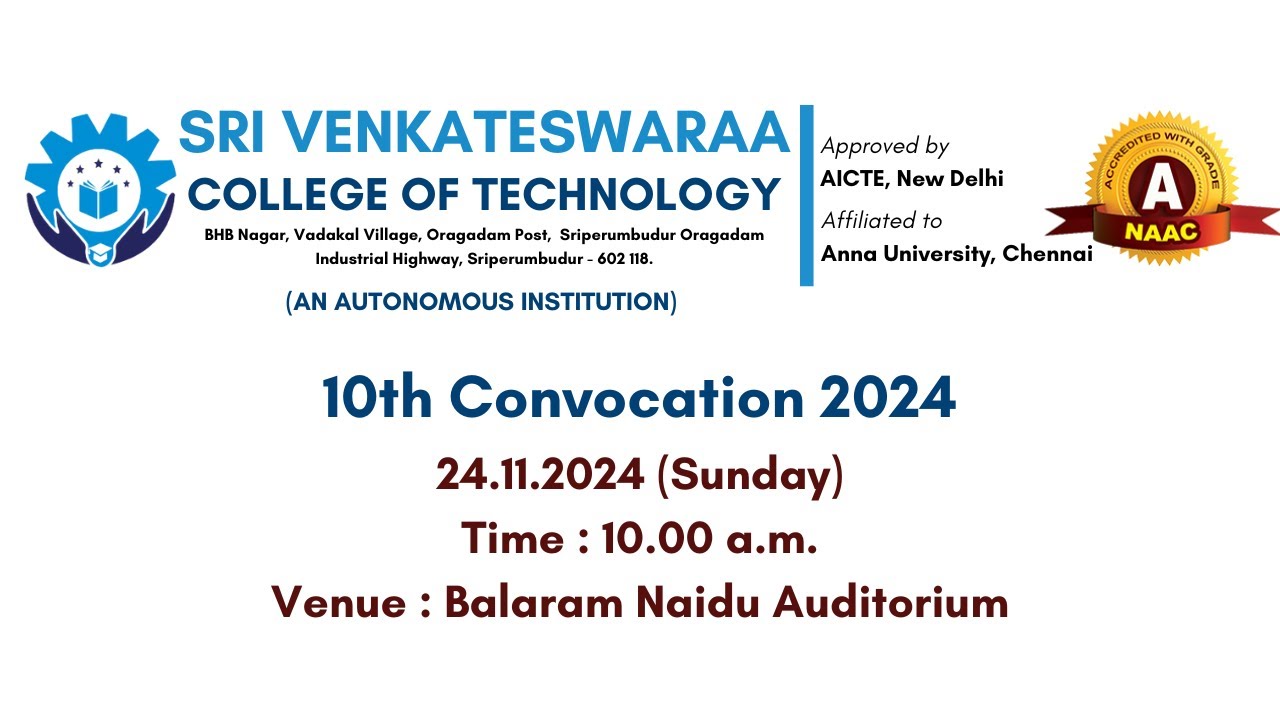 10th Convocation 2024 || Sri Venkateswaraa College of Technology (SVCT ...