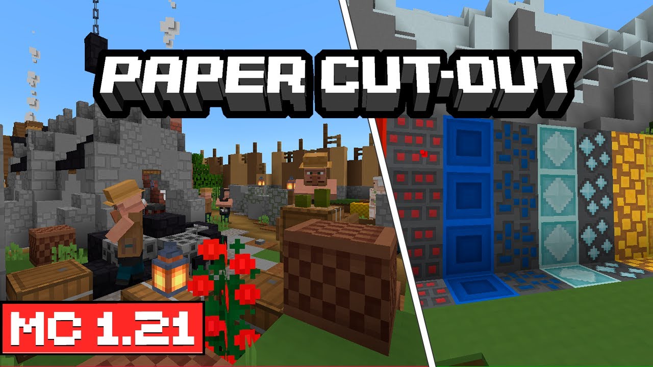 TEXTURA PAPER CUT-OUT para MINECRAFT 1.21 | TEXTURA LITE 16x16 - YouTube