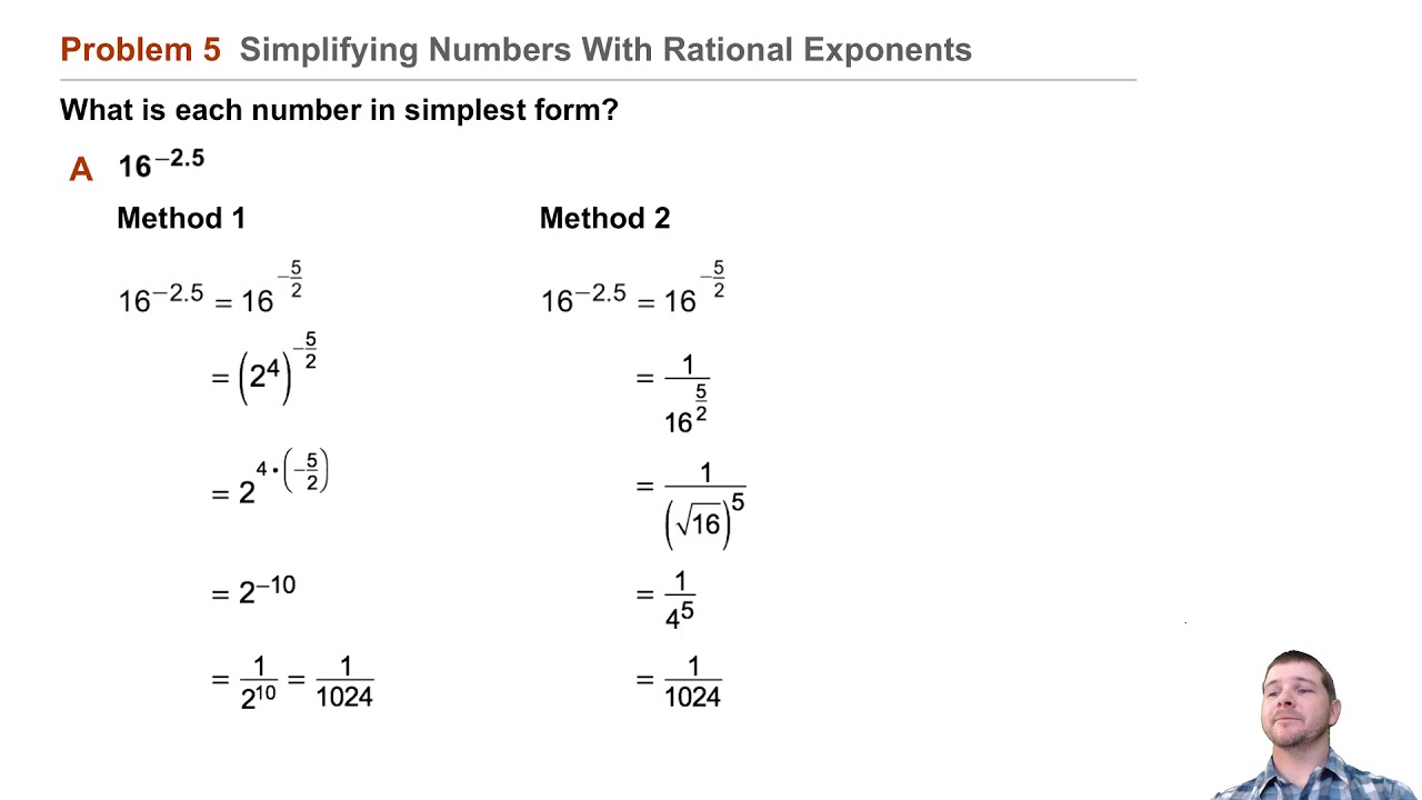 Algebra 2 6 4 Rational Exponents Problem 5 Simplifying Numbers With